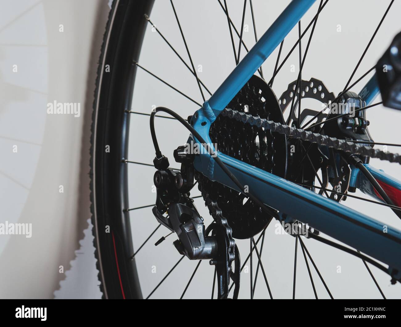 Bicycle rear wheel with gear shift system close up view Stock Photo - Alamy