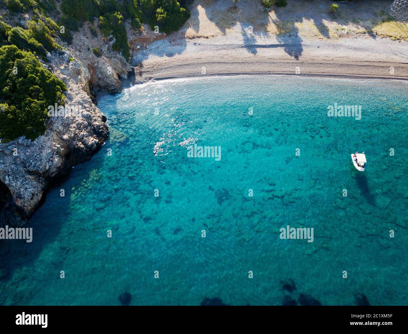 Aerial view snorkelers in Boncuk Cove of Gokova Bay Marine Protected ...