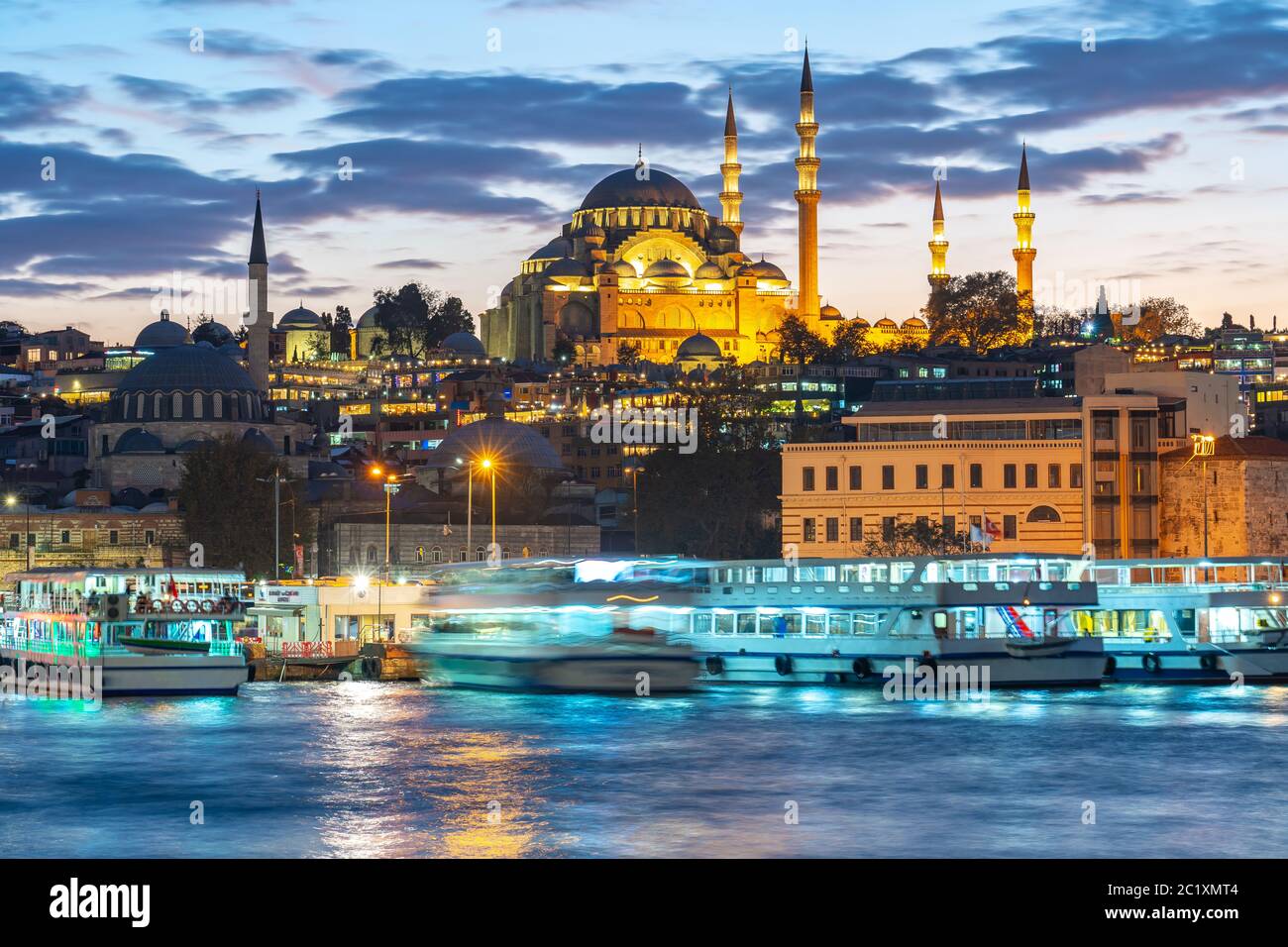 Istanbul cityscape skyline at night in Istanbul city, Turkey Stock ...