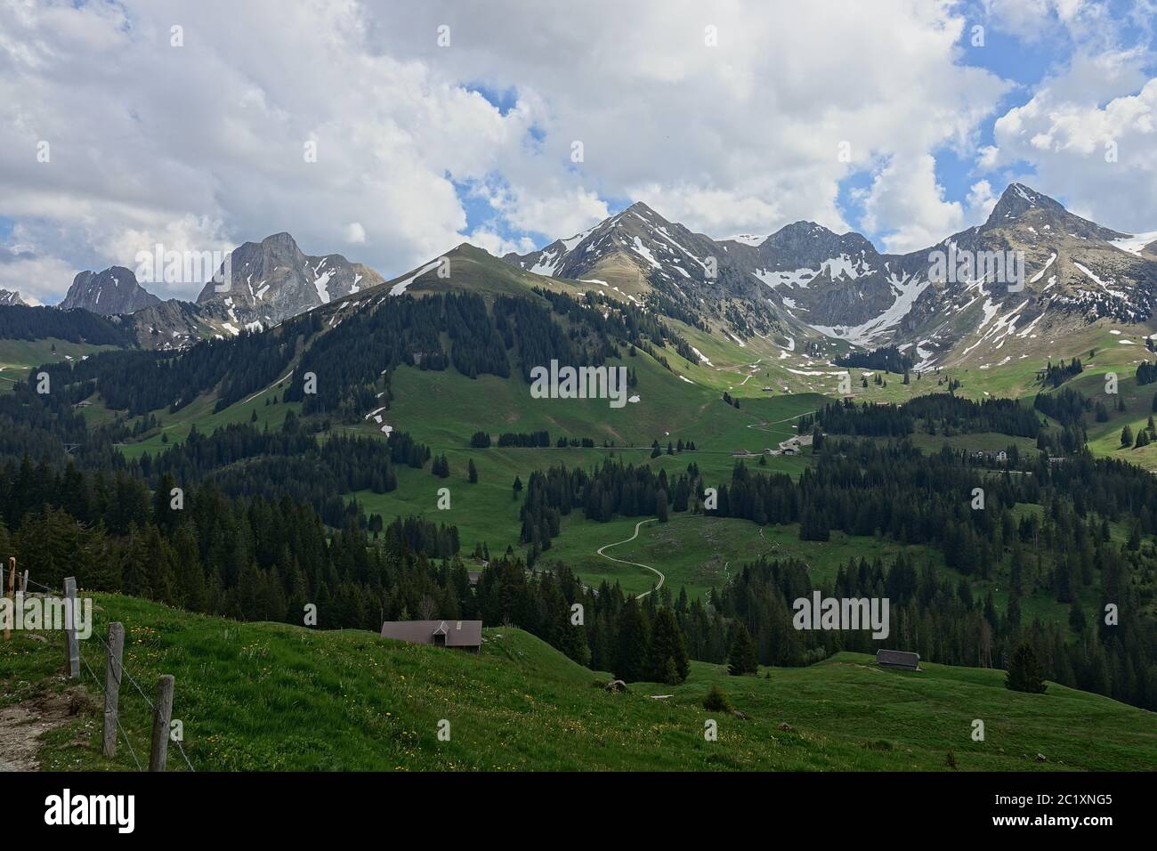 Landscape in Switzerland / Bernese Oberland with the mountains in the ...