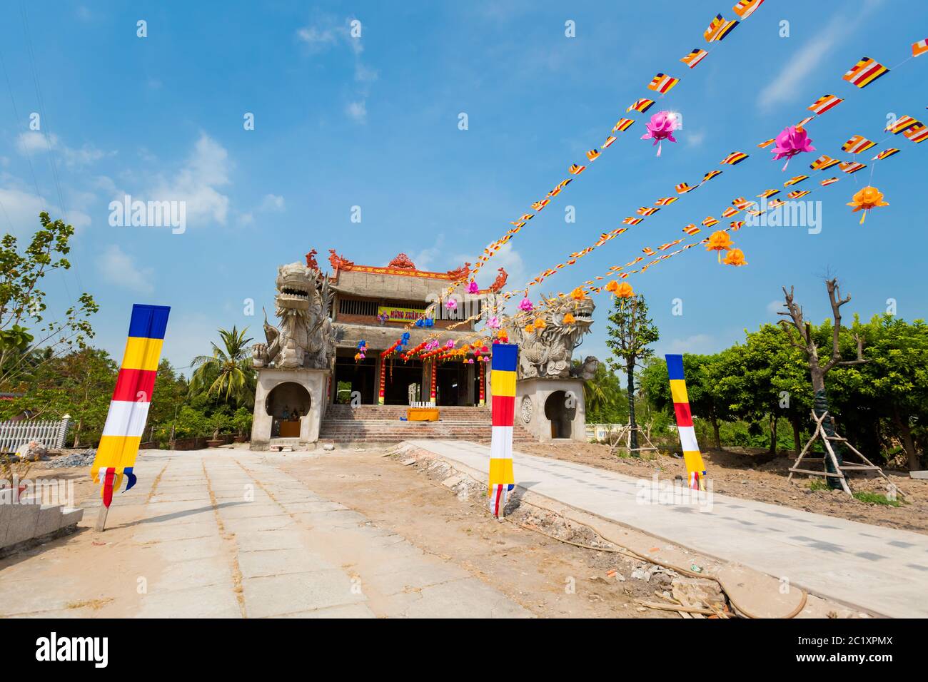 Vietnam - Can Tho, Mekong Delta area. Rural landmark with religious ...