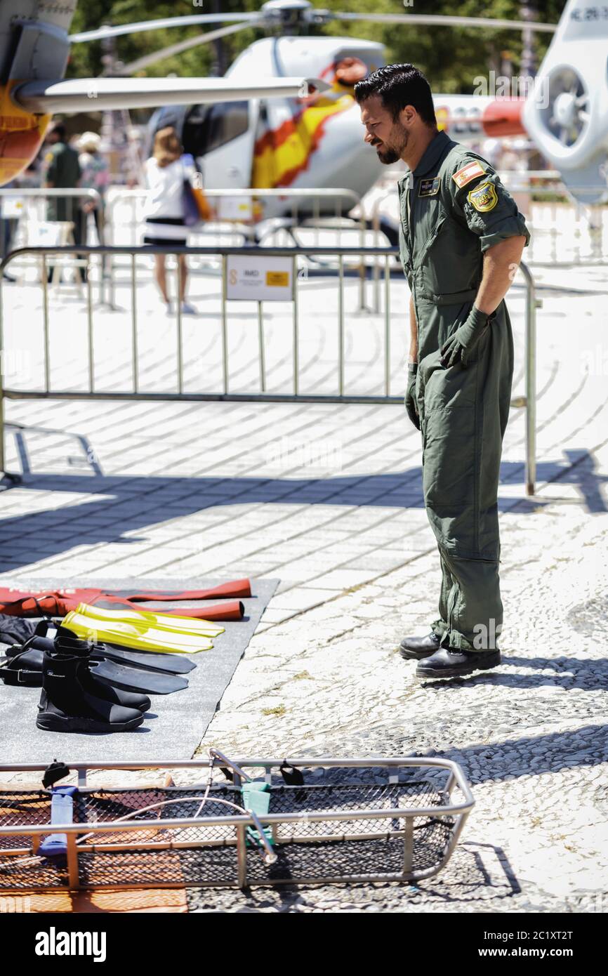 Portrait of Army rescue swimmer during display of Spanish Armed Forces ...