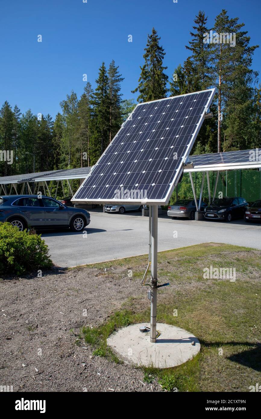 solar panel in parking lot, Skinnarila Lappeenranta Finland Stock Photo ...