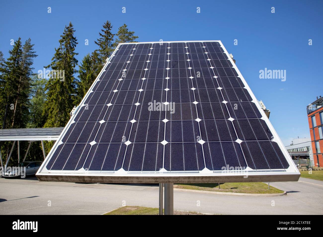solar panel in parking lot, Skinnarila Lappeenranta Finland Stock Photo ...
