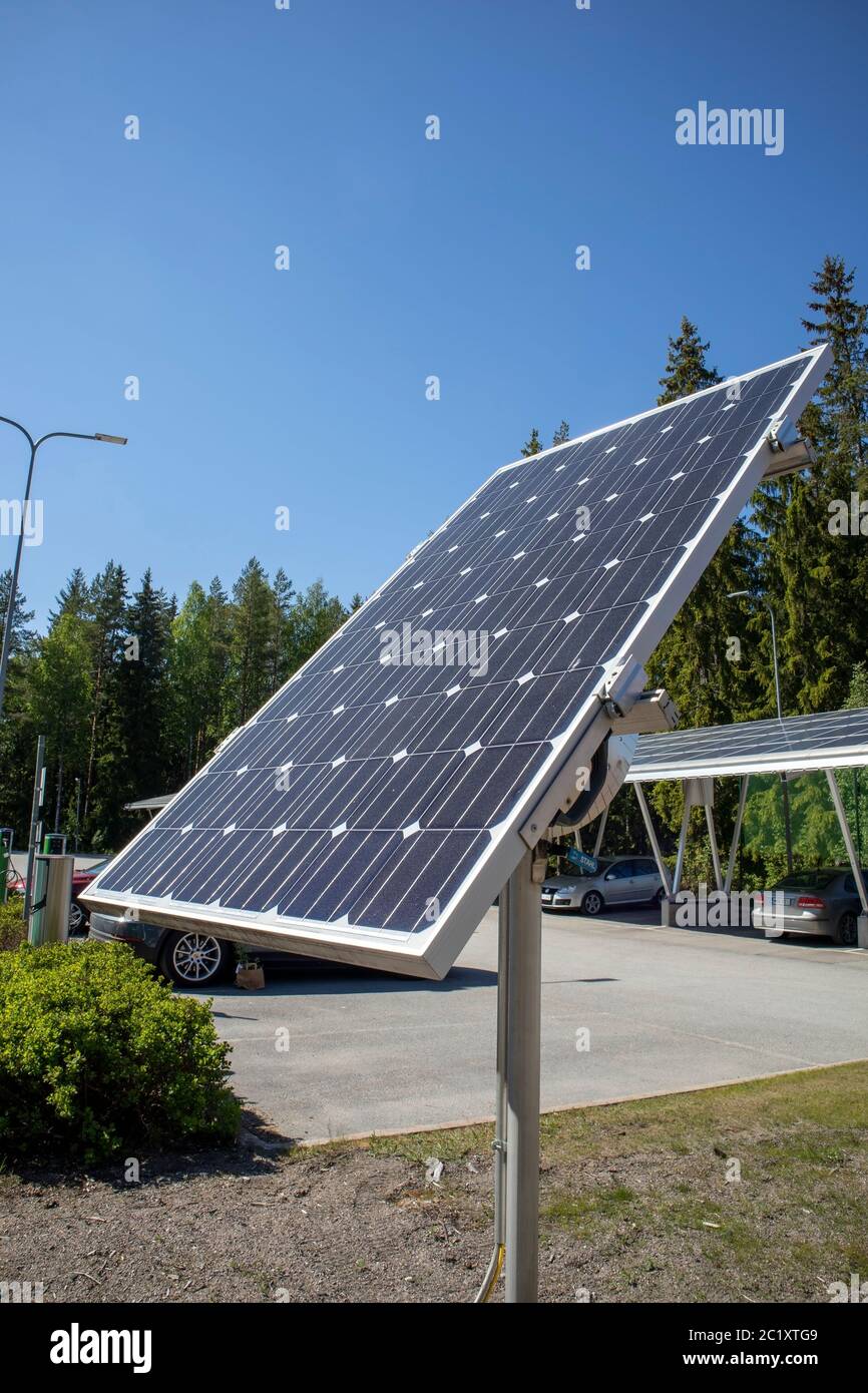solar panel in parking lot, Skinnarila Lappeenranta Finland Stock Photo ...