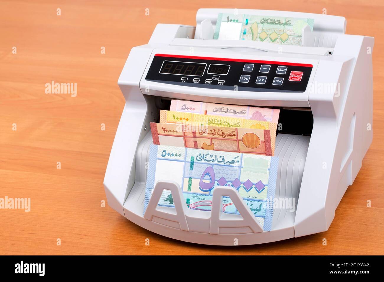 Lebanese Pound in the counting machine Stock Photo - Alamy