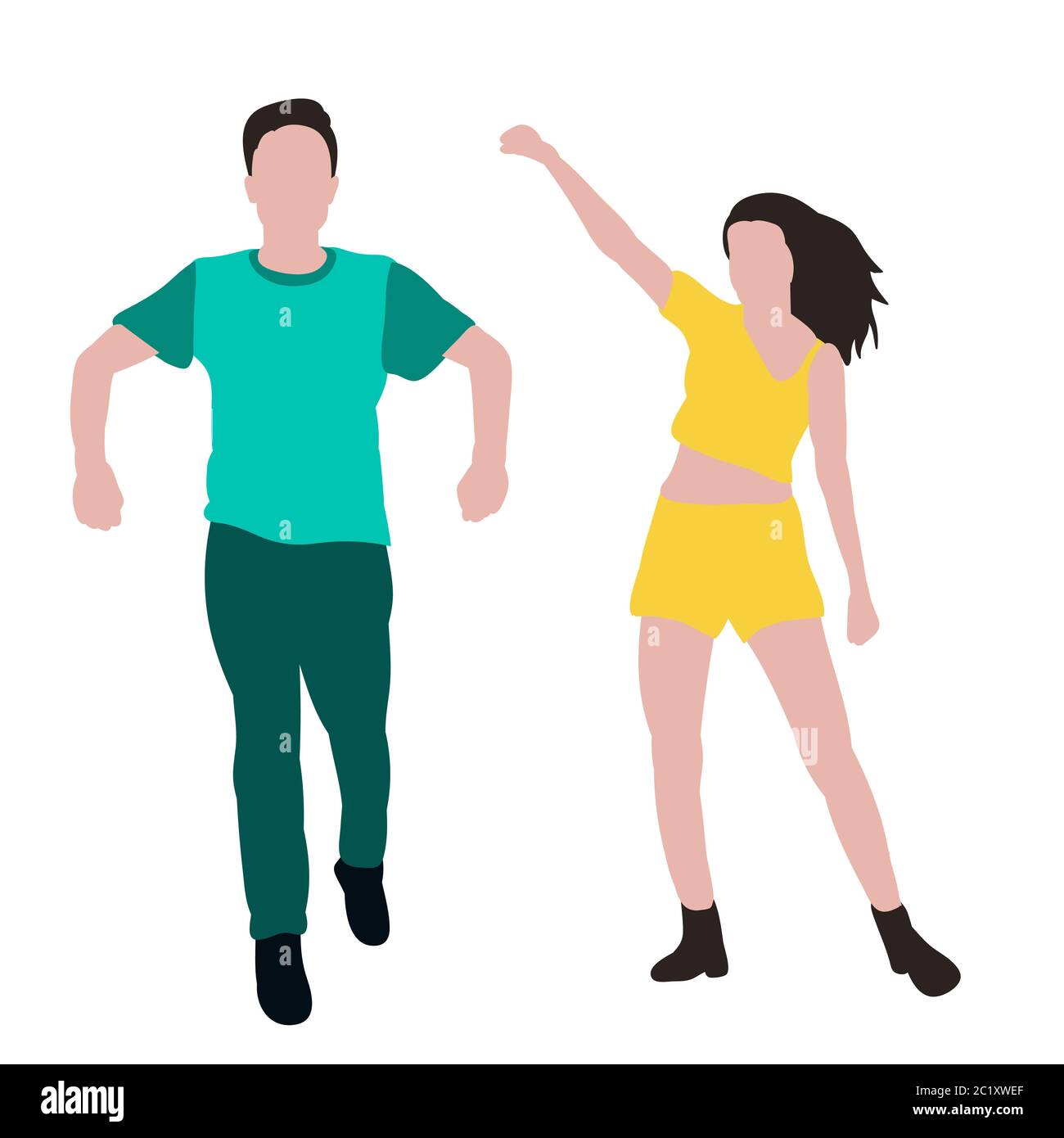 vector, on a white background, people without a face dance Stock Vector ...