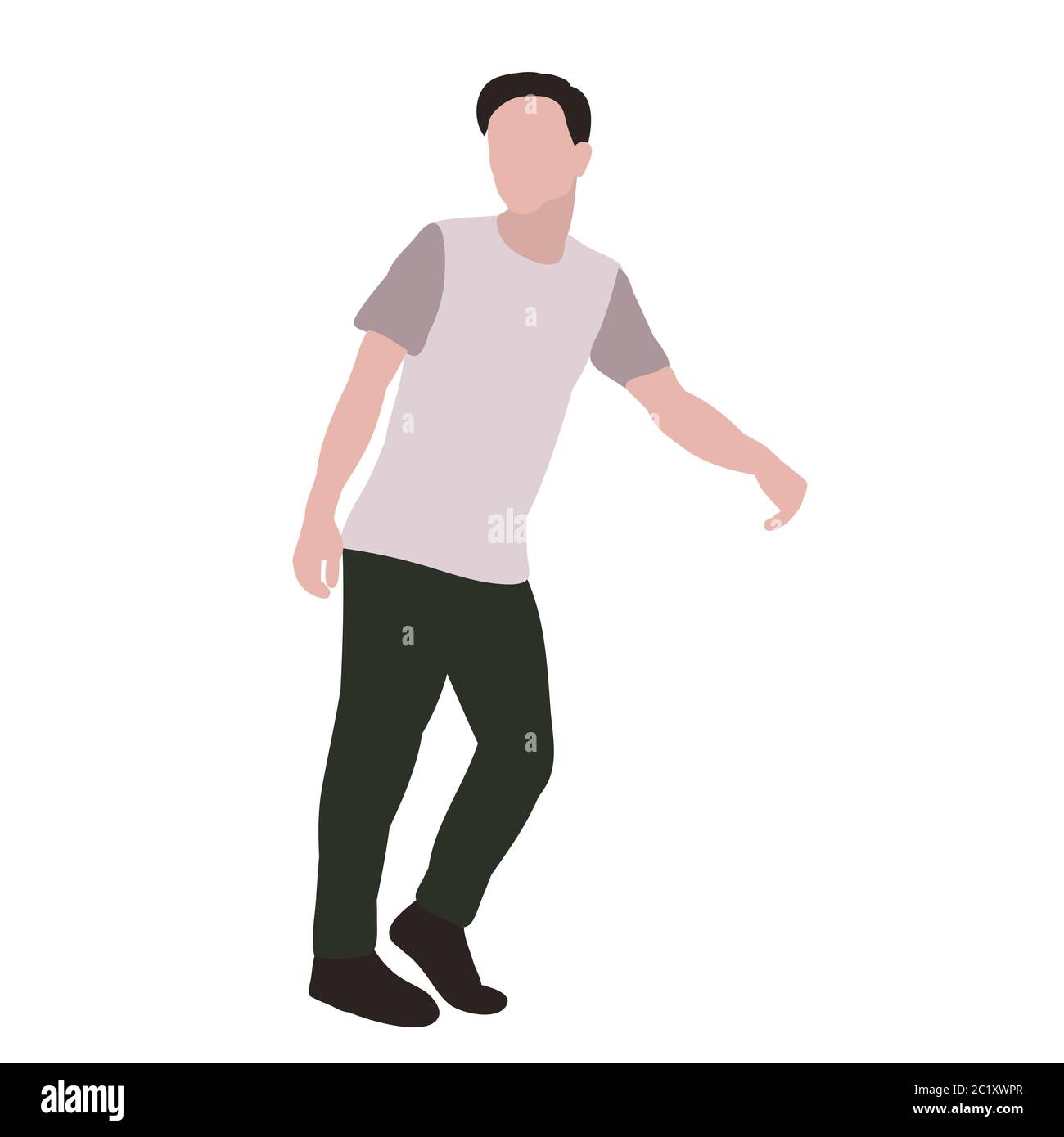 white background, man without face, dancing guy Stock Vector Image ...