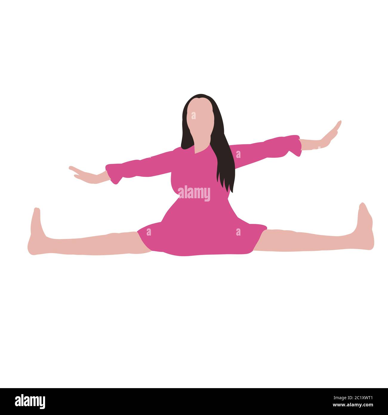 vector, on a white background, a girl without a face is stretched Stock ...