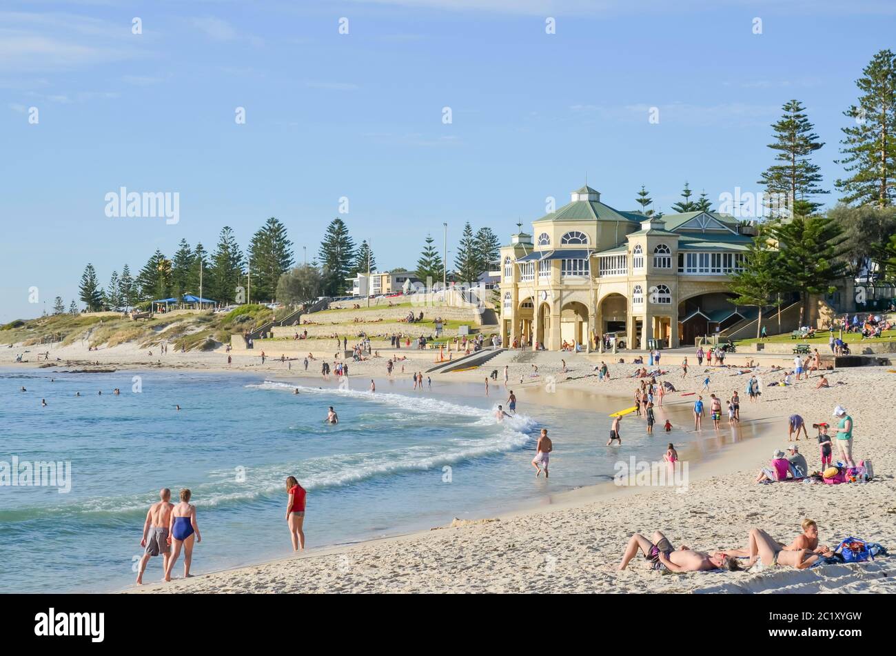 Cottesloe Beach and the beach pavilion in Perth, Western Australia in ...