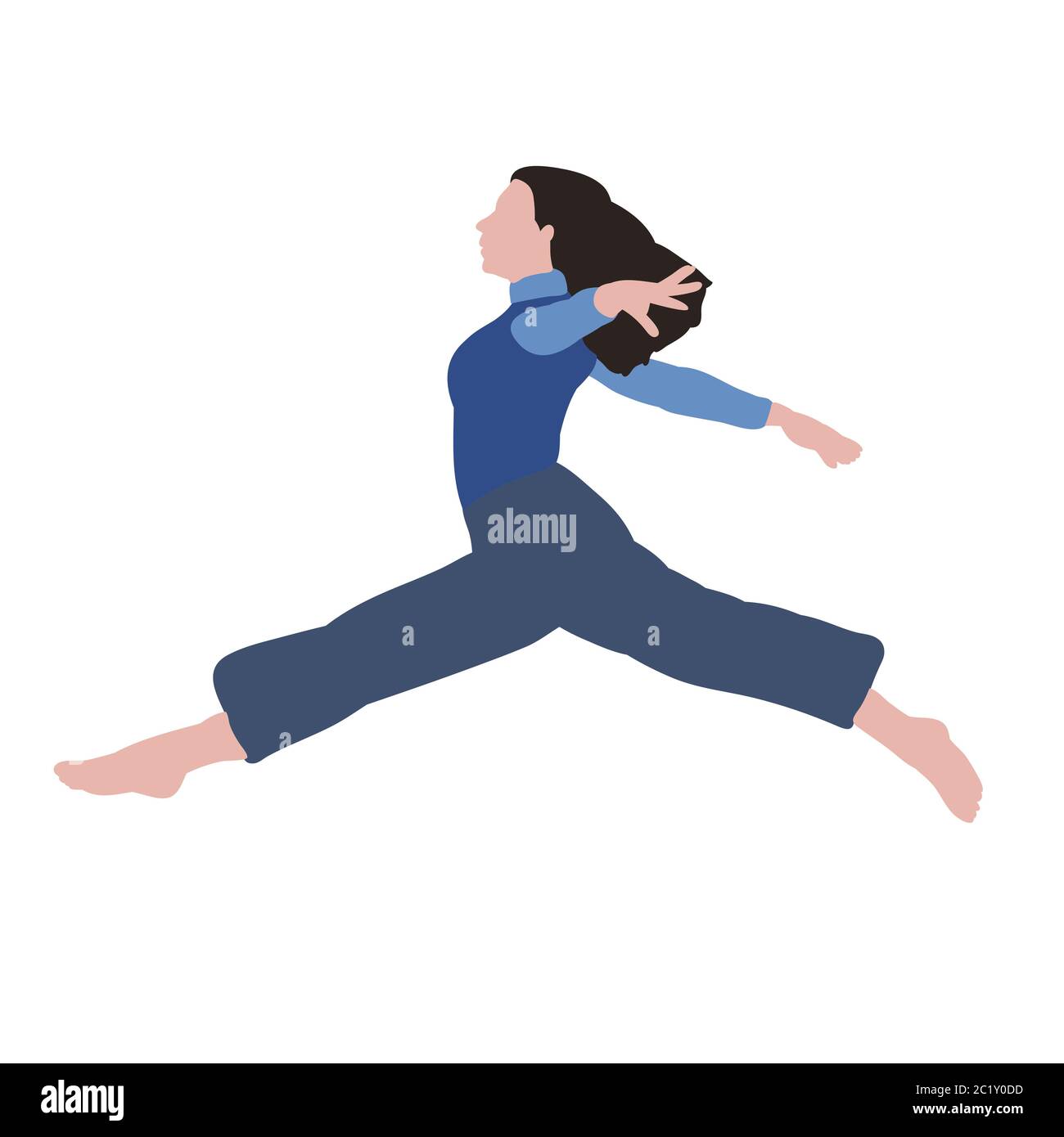 vector, on a white background, without face, dancing girl in a flat ...