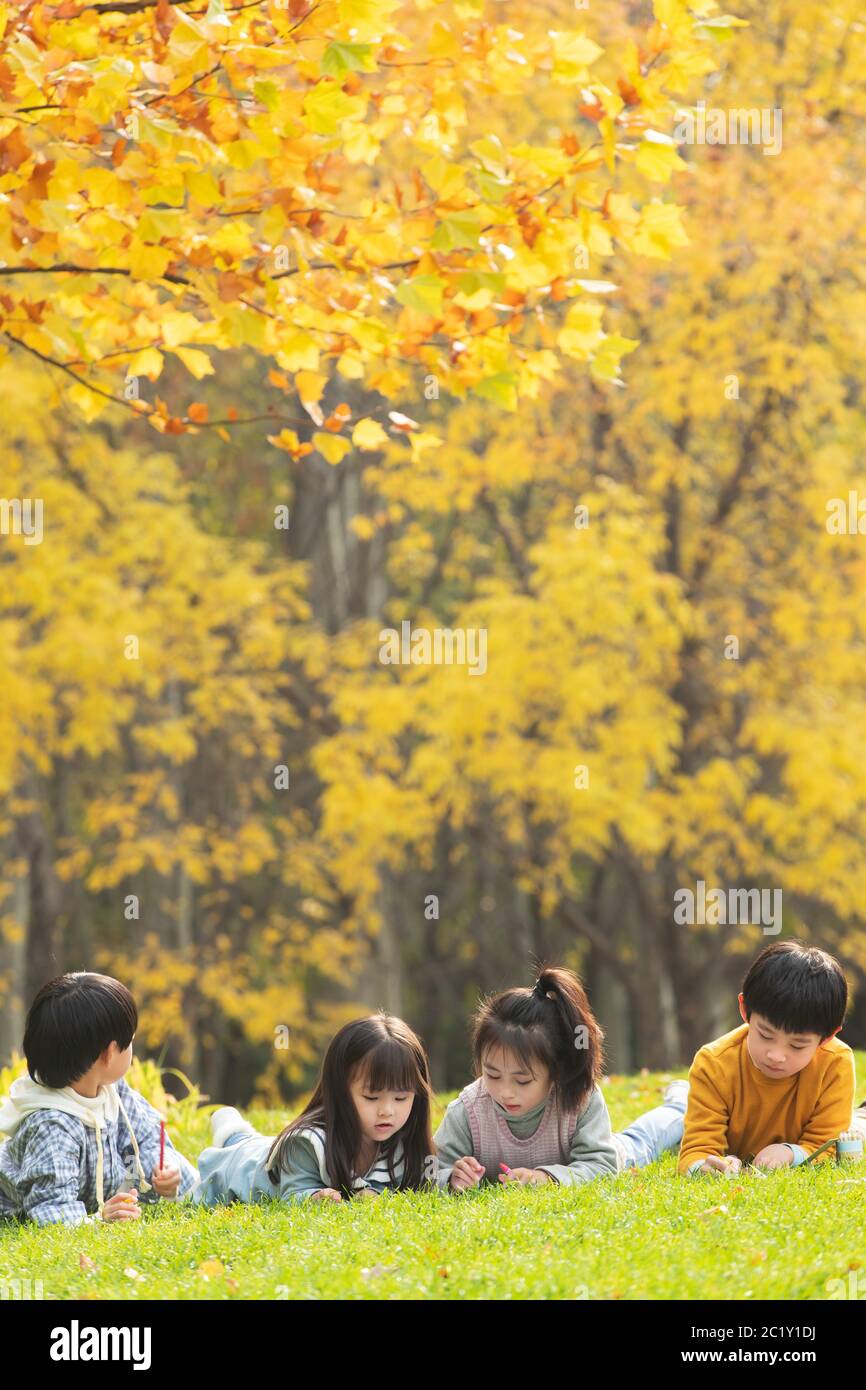 Lovely children playing on the grass Stock Photo - Alamy