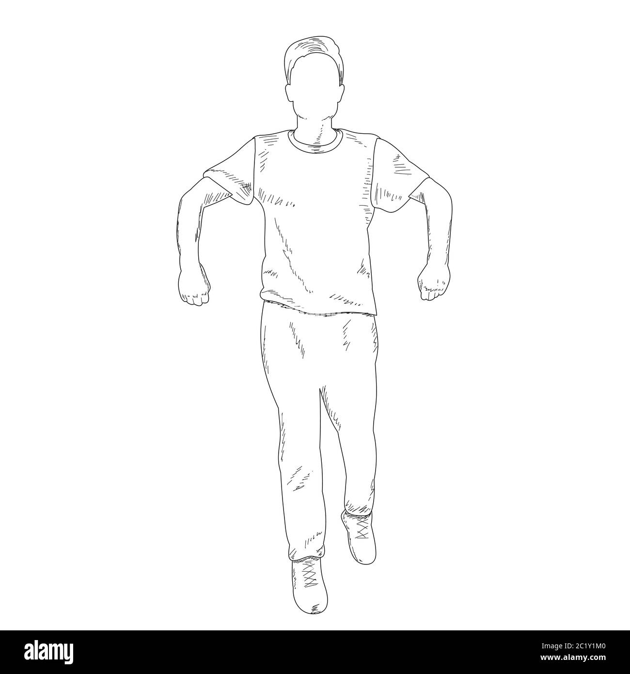 a white background, outline, sketch guy dancing Stock Vector Image ...