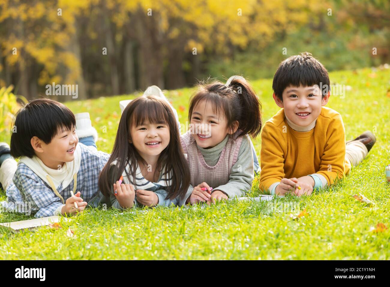 Lovely children playing on the grass Stock Photo - Alamy