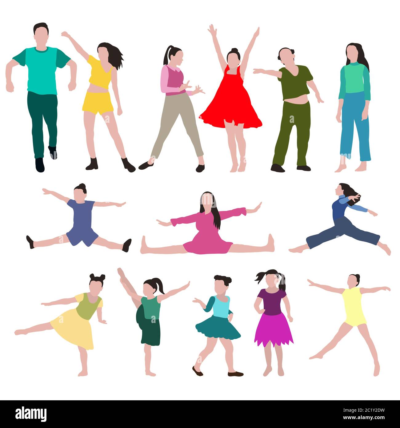 vector, on a white background, people without faces dance set Stock ...