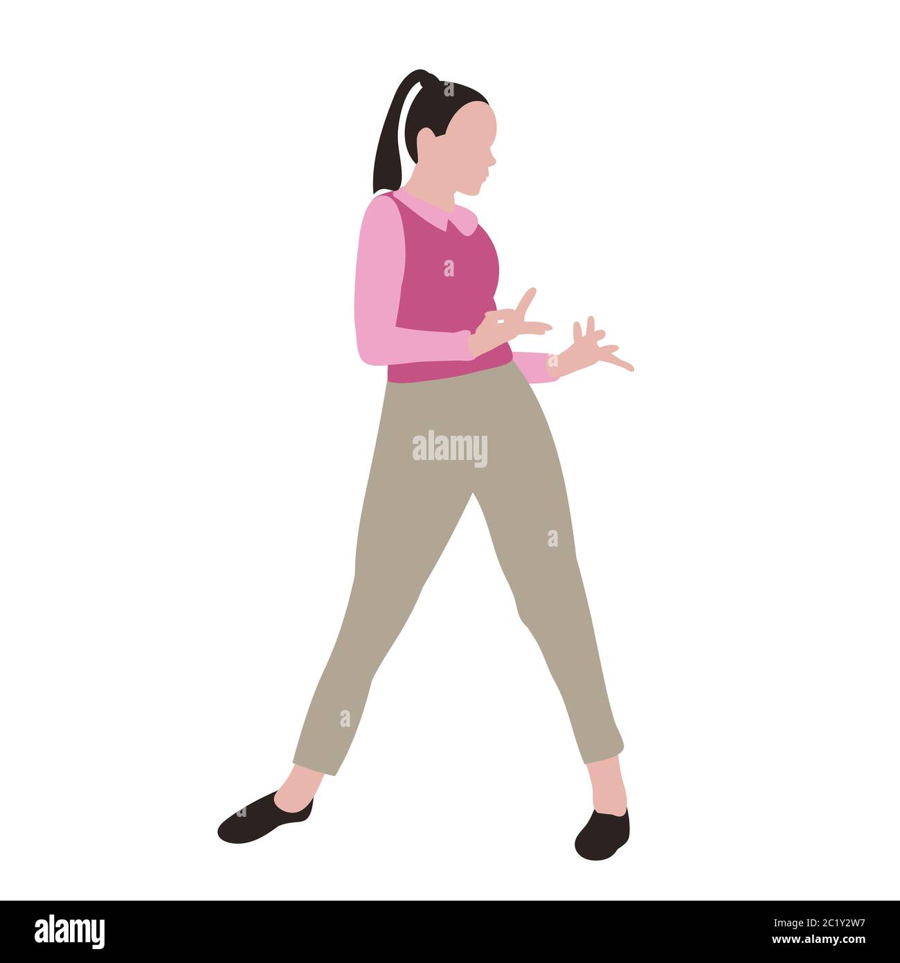 a white background, without face, dancing little girl Stock Vector ...