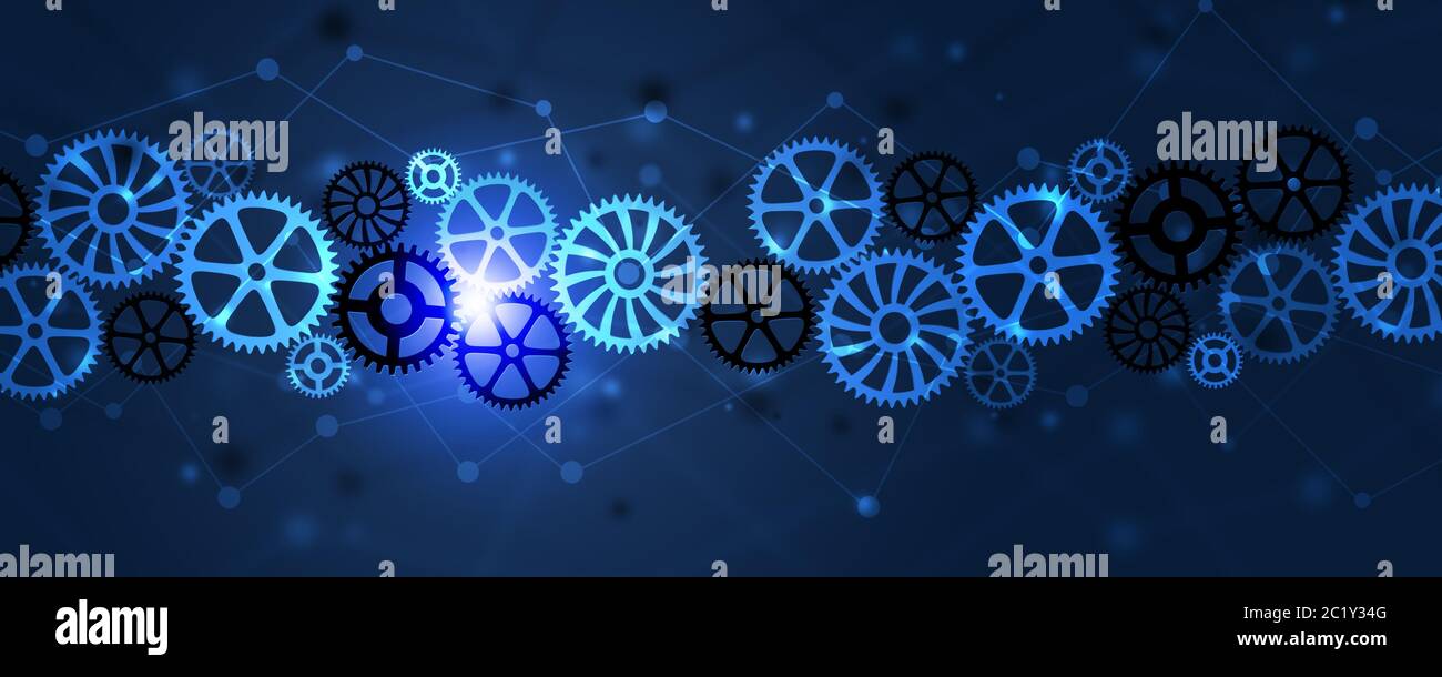 concept business process banner illustration with motion gears Stock ...