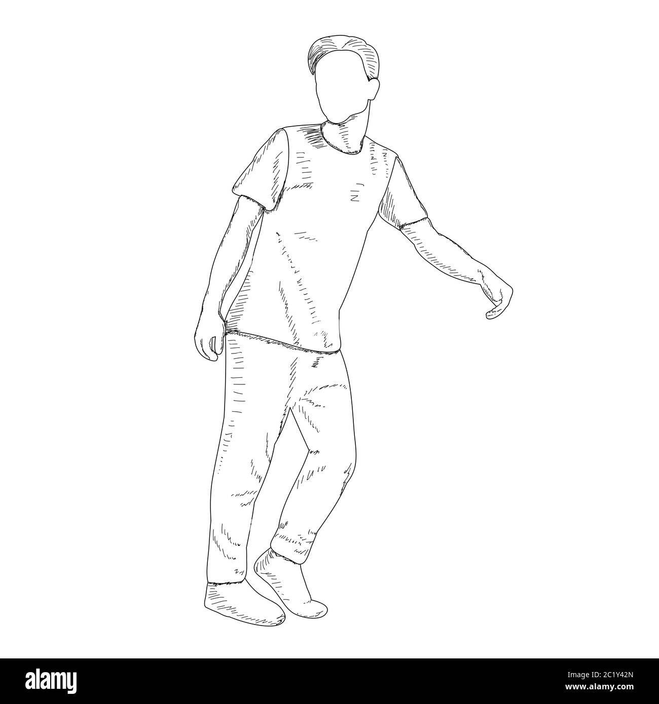 a white background, outline, sketch guy dancing Stock Vector Image ...