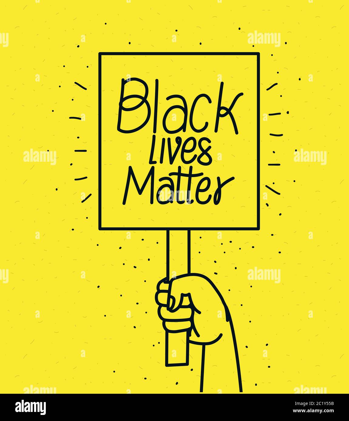 Hand holding black lives matter banner design of Protest justice and ...
