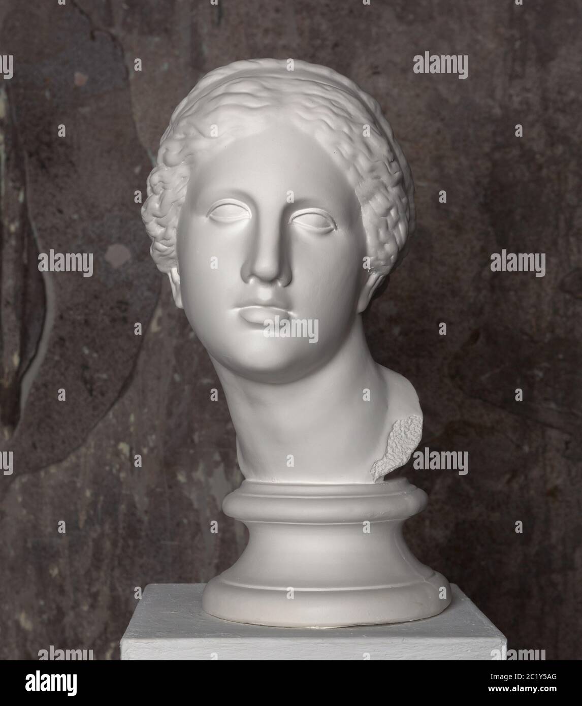 White marble head of young woman. Statue art sculpture of stone face ...