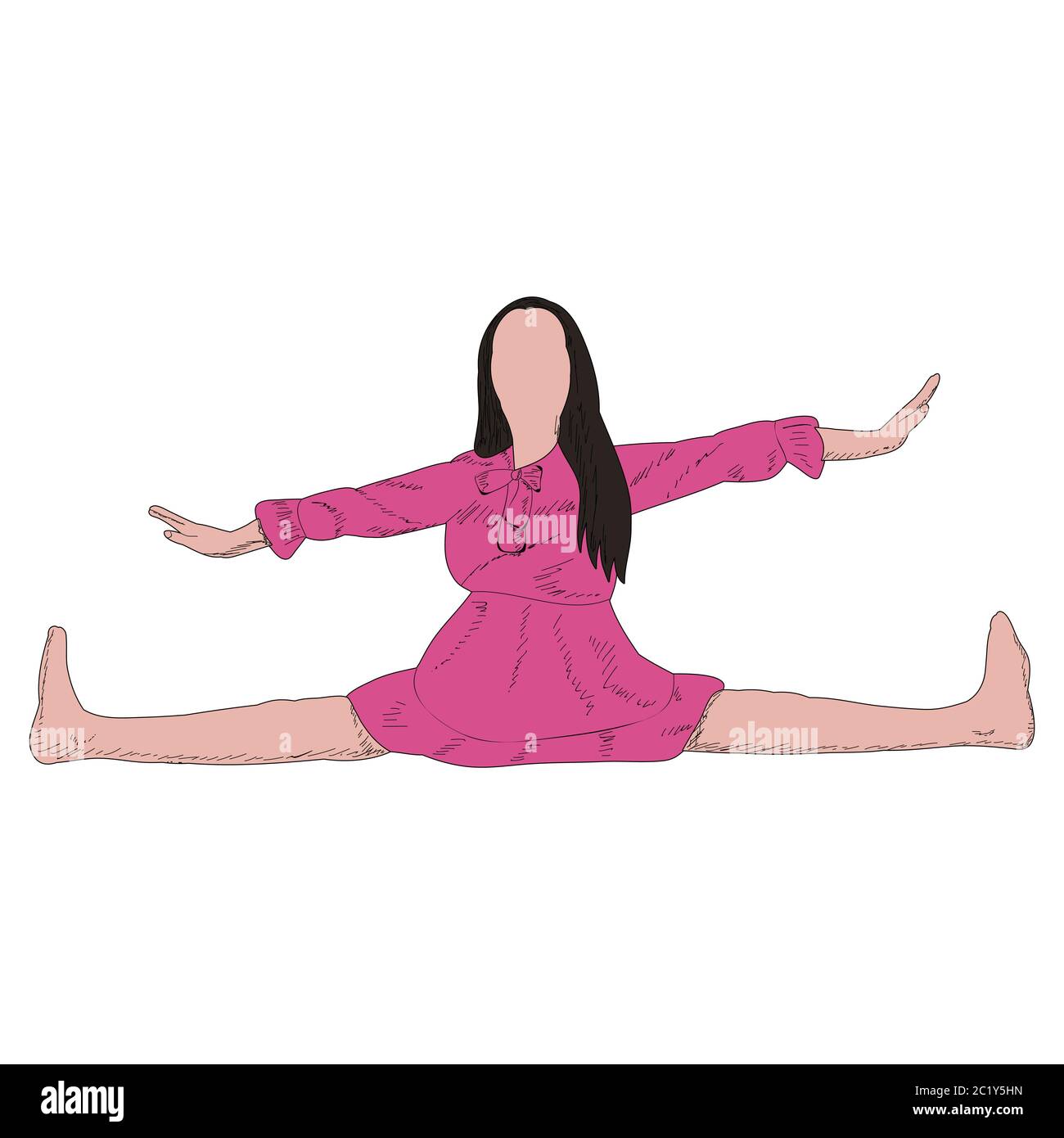 color sketch of a girl doing exercises Stock Vector Image & Art - Alamy