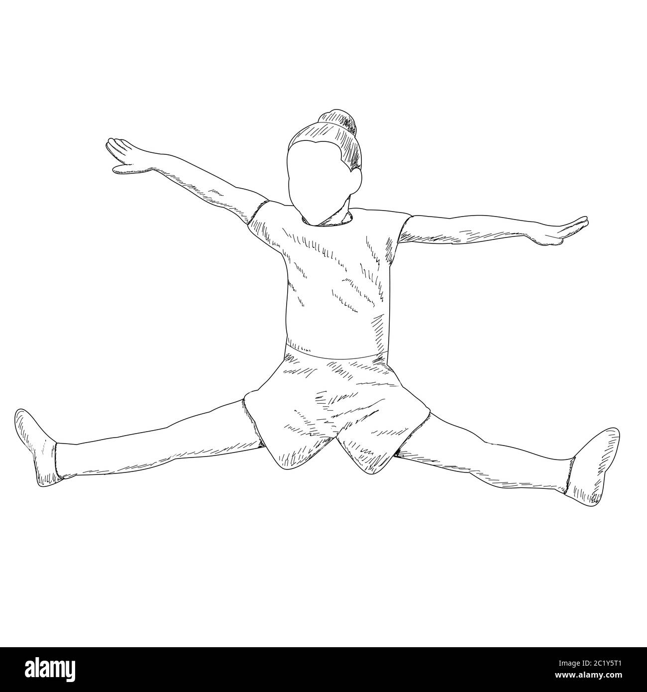 vector, on a white background, sketch of a girl doing exercises Stock ...