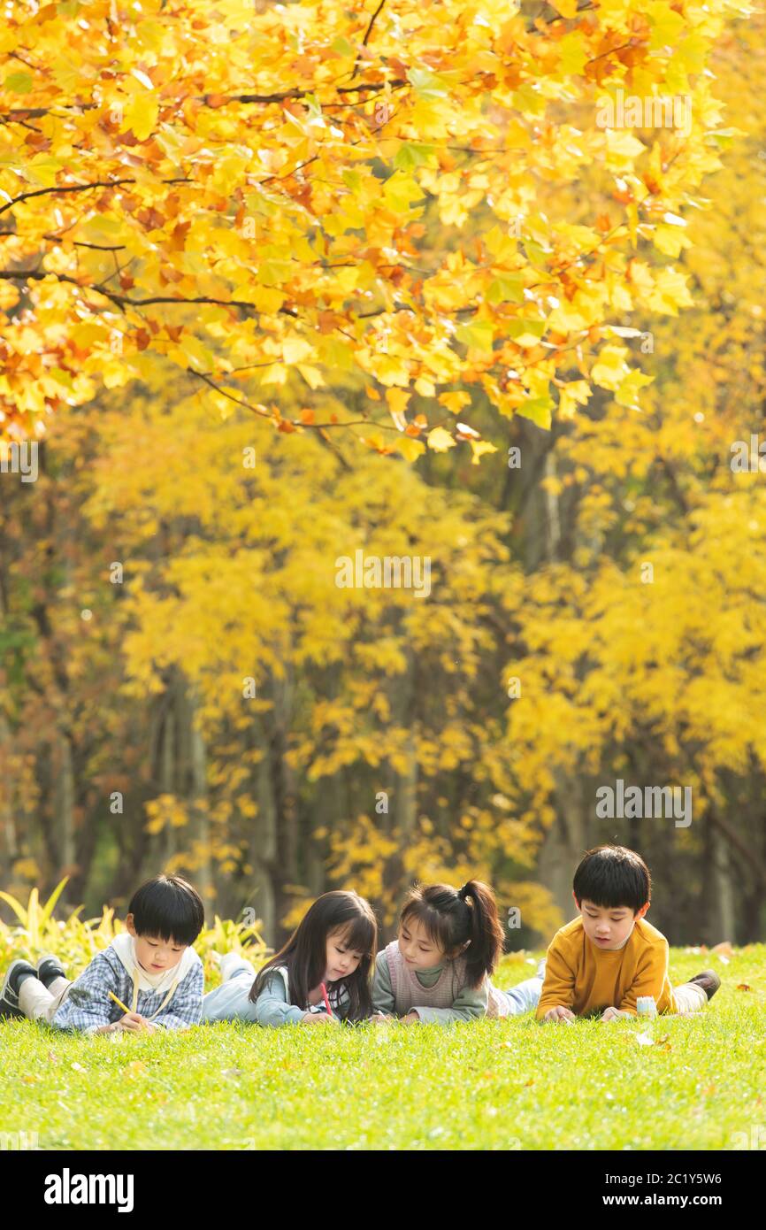 Lovely children playing on the grass Stock Photo - Alamy