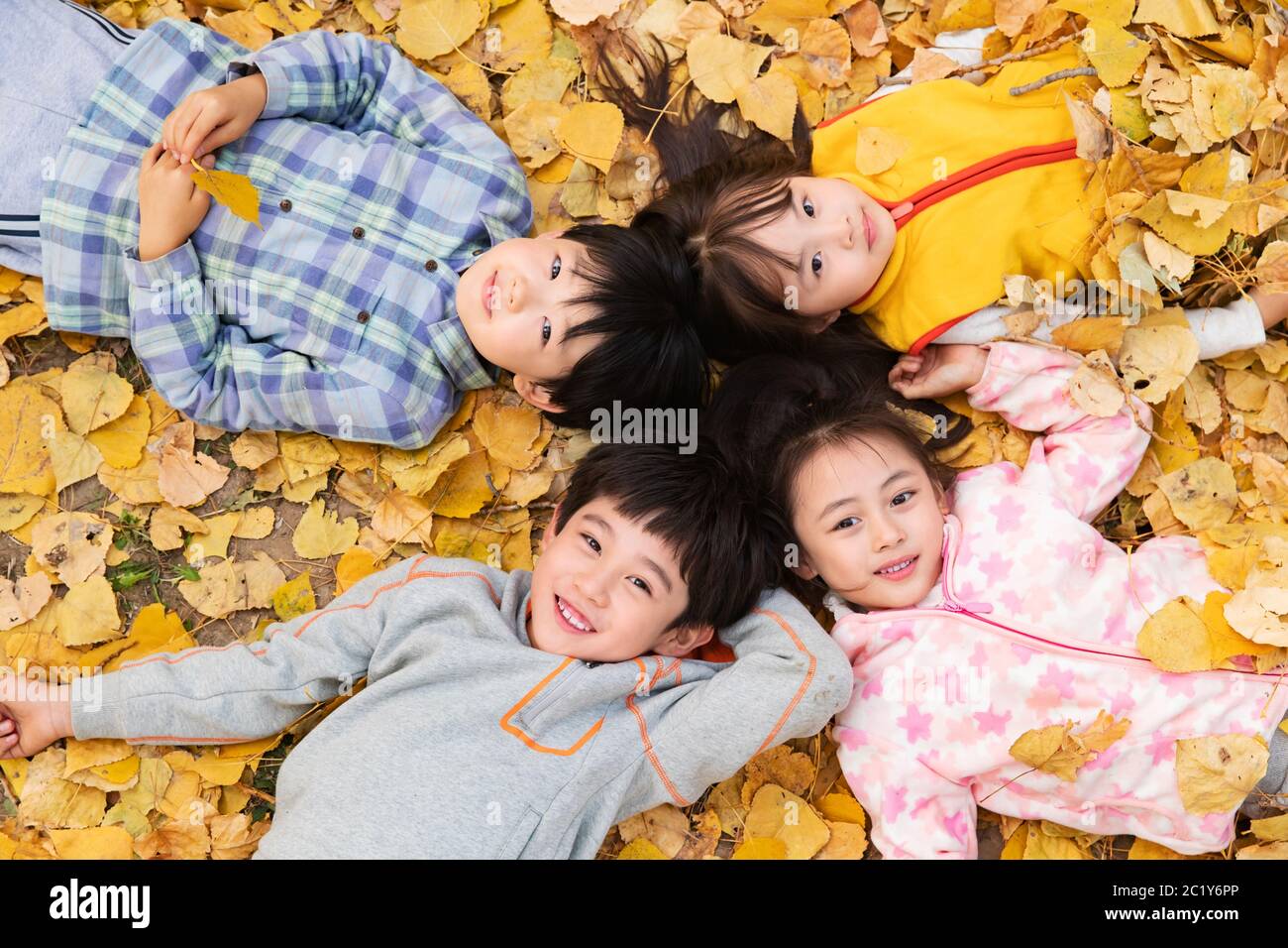 4 girls lay grass hi-res stock photography and images - Alamy