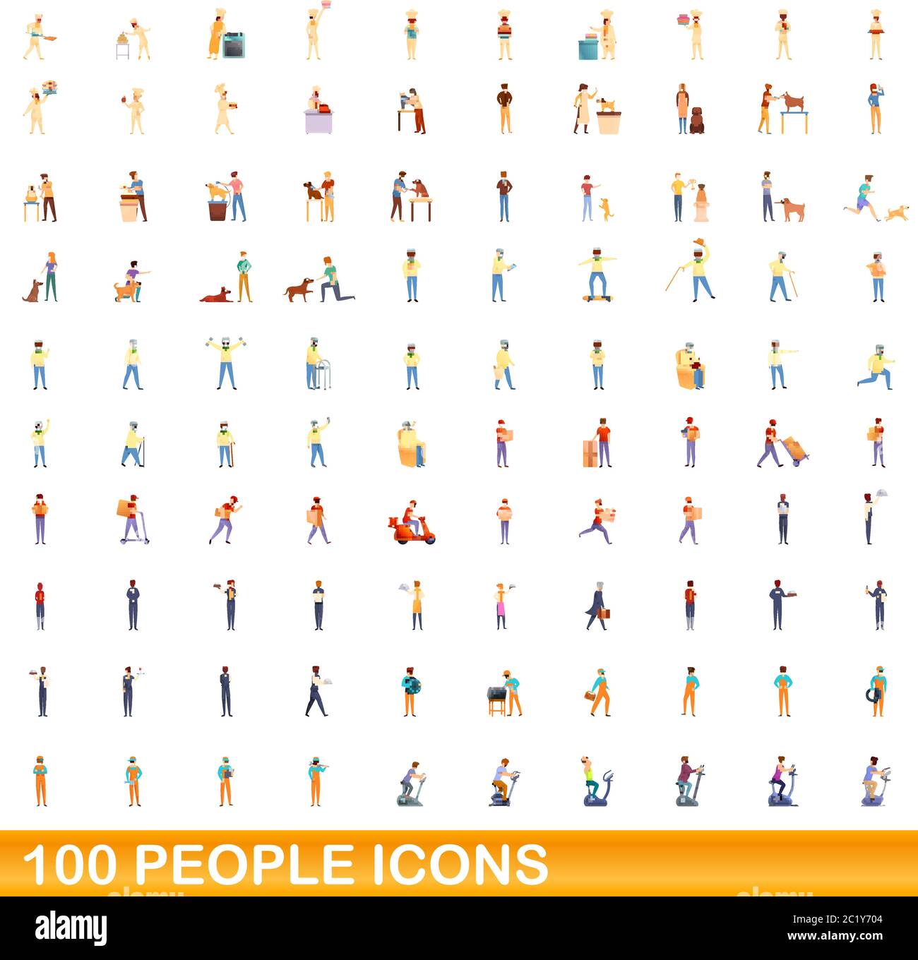 100 people icons set. Cartoon illustration of 100 people icons vector ...