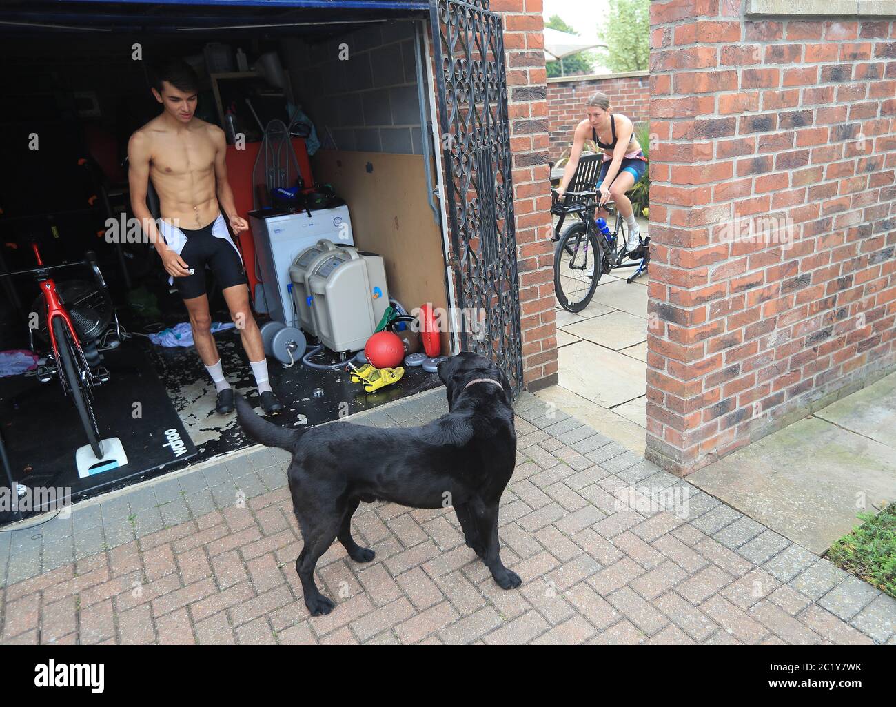Triathlete Olivia Mathias and Alex Yee during a training session at ...