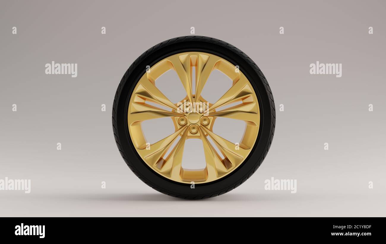 Black an Gold Alloy Rim Wheel with a Complex Wheel Design with Racing ...