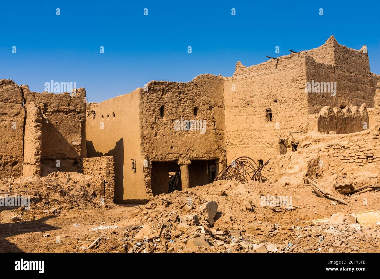 The abandoned traditional Arab mud brick houses, Al Majmaah, Saudi ...