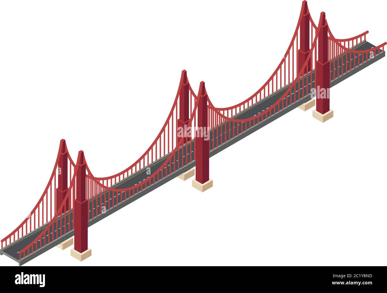 Red wire bridge icon. Isometric of red wire bridge vector icon for web ...
