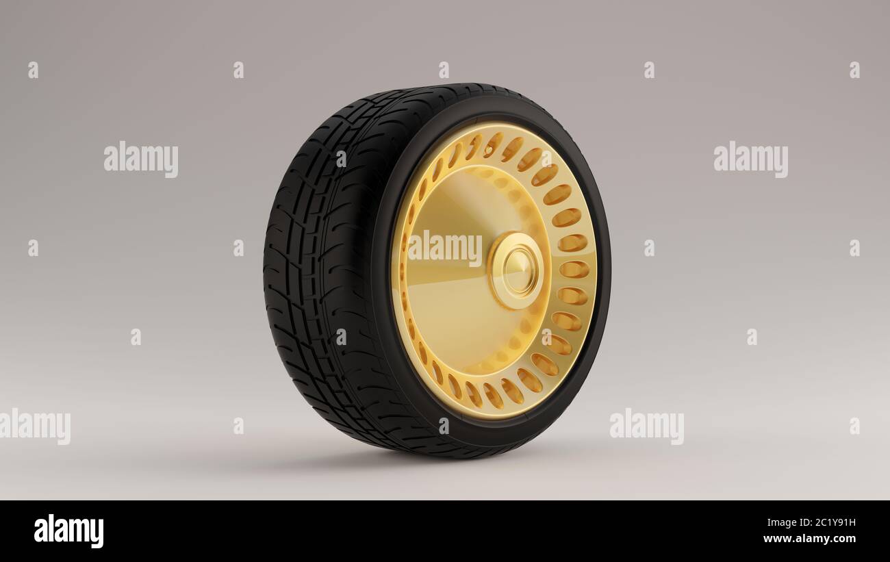 Black an Gold Alloy Rim Wheel with a Complex Wheel Design with Racing ...