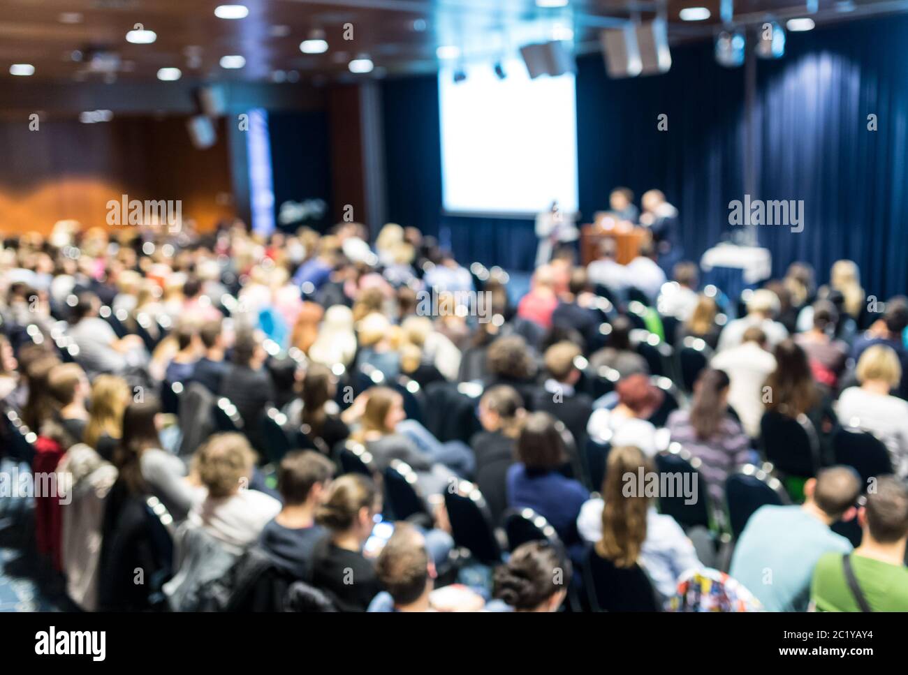 Speaker giving presentation on scientific business conference Stock ...