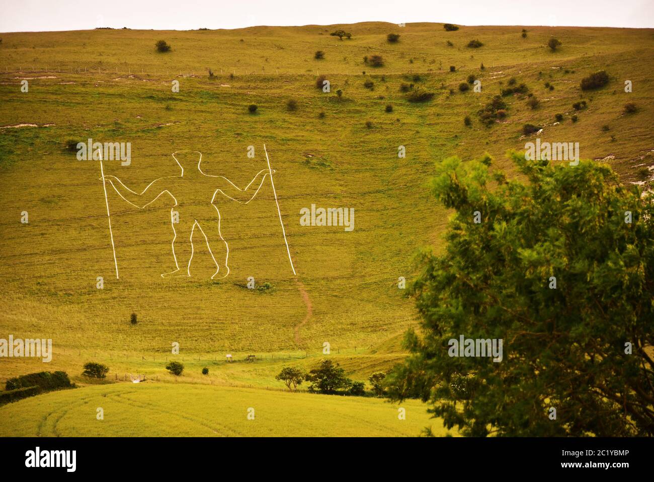 The Long Man of Wilmington Chalk Figure on a Grassy Hillside, Sussex ...