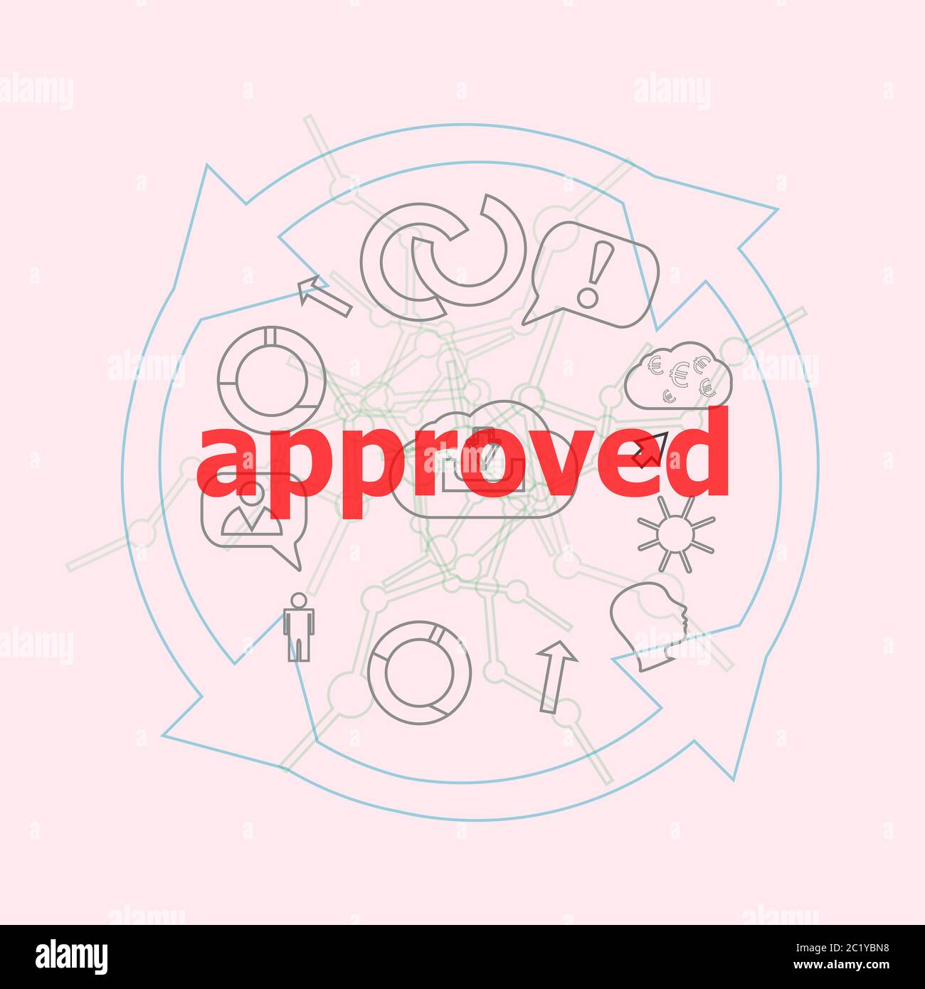 Text Approved. Advertising concept . Flat outline linear Infographic ...