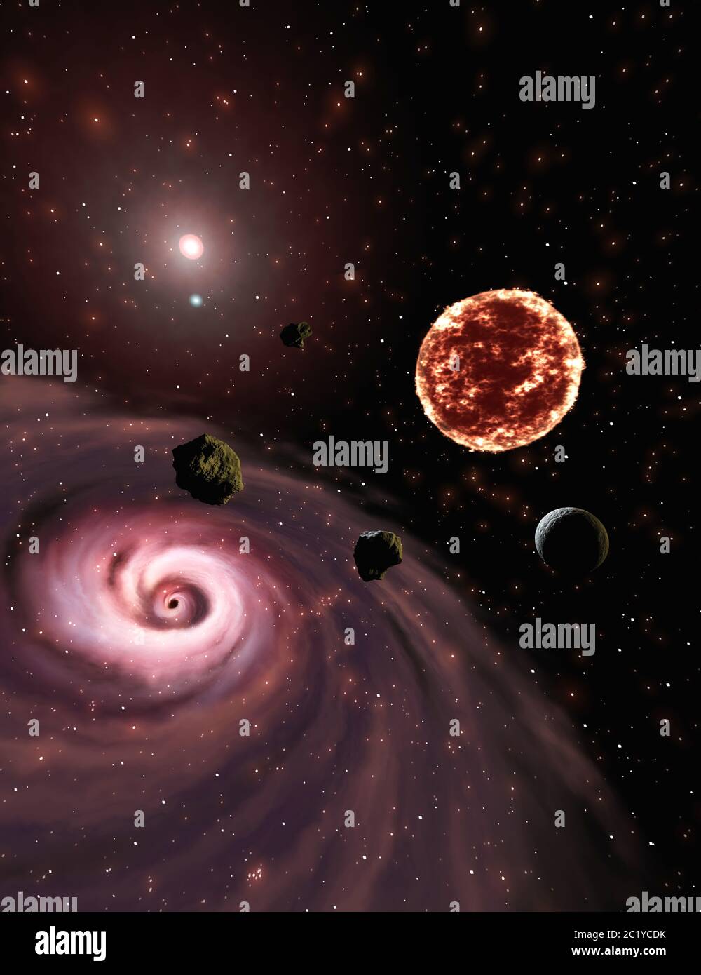 Artistic Illustration of a Space Scene Stock Photo - Alamy