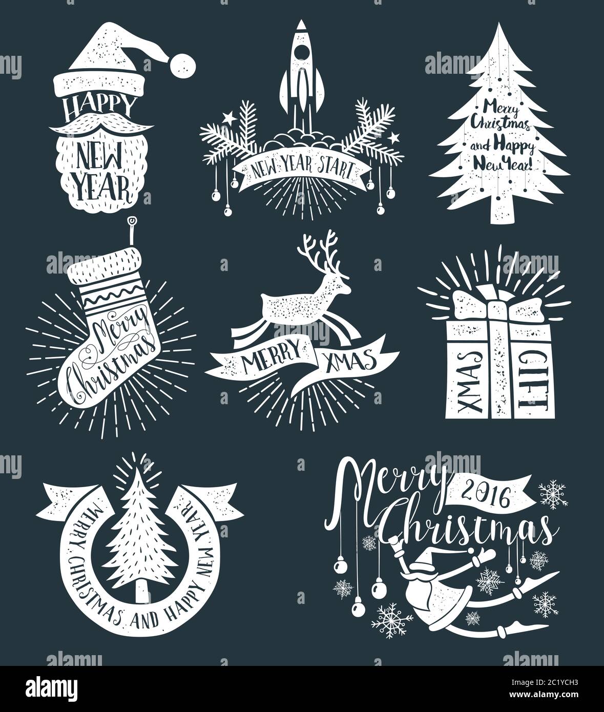 Christmas vintage logos Stock Vector Images - Alamy