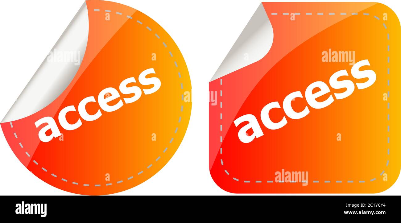 access stickers set on white, icon button Stock Photo - Alamy