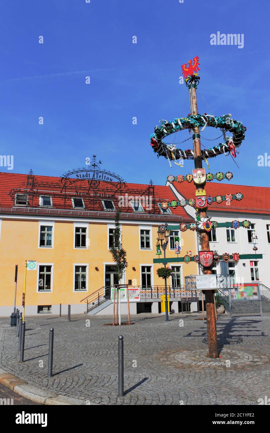 Town hall with maypole Stock Photo - Alamy