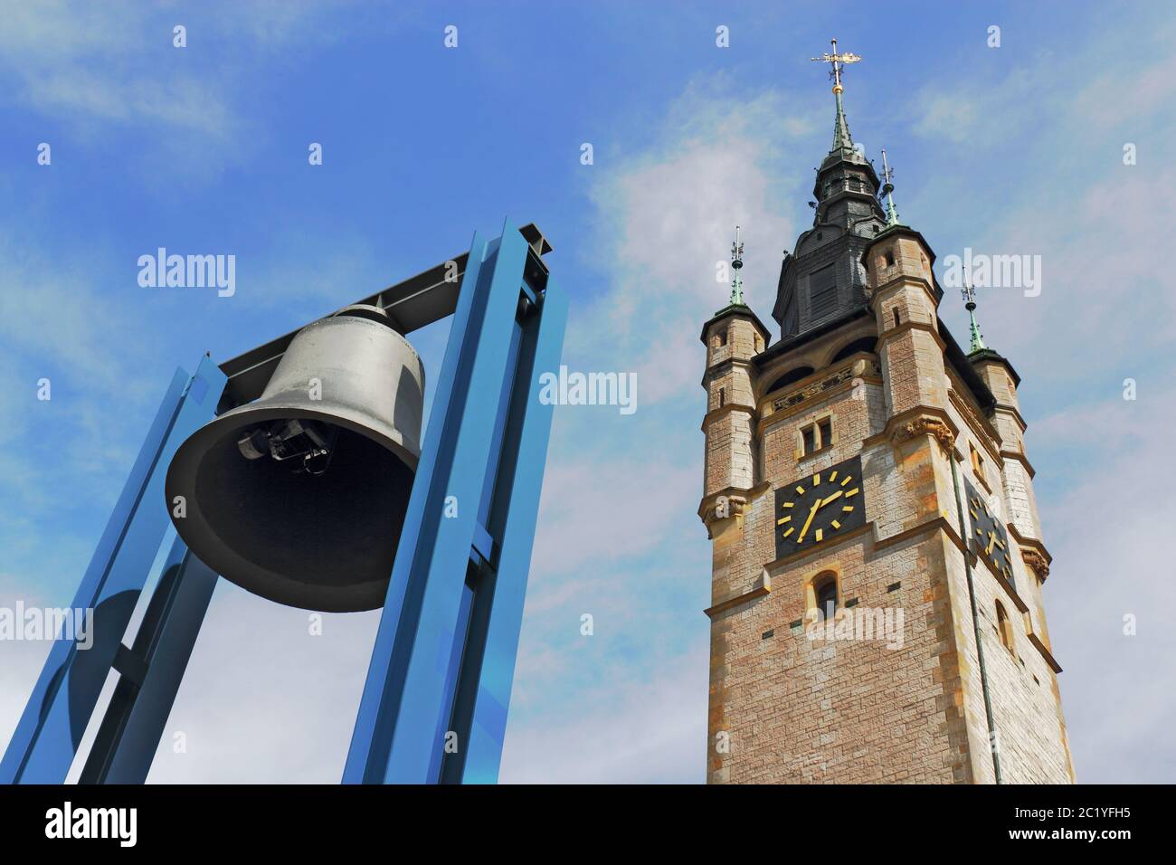Bell and town hall tower Stock Photo - Alamy