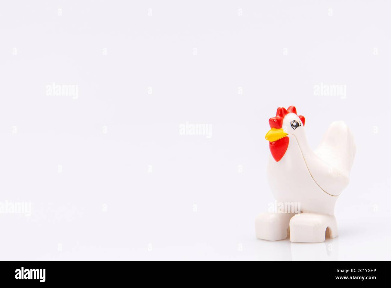 close up of a plastic toy hen isolated on a white background Stock ...