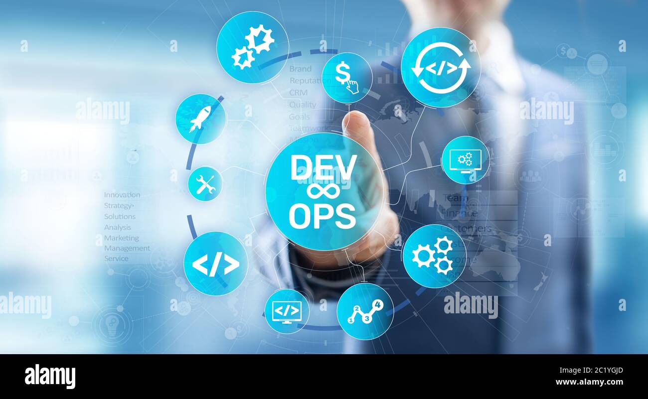 DevOps Agile development concept on virtual screen Stock Photo - Alamy