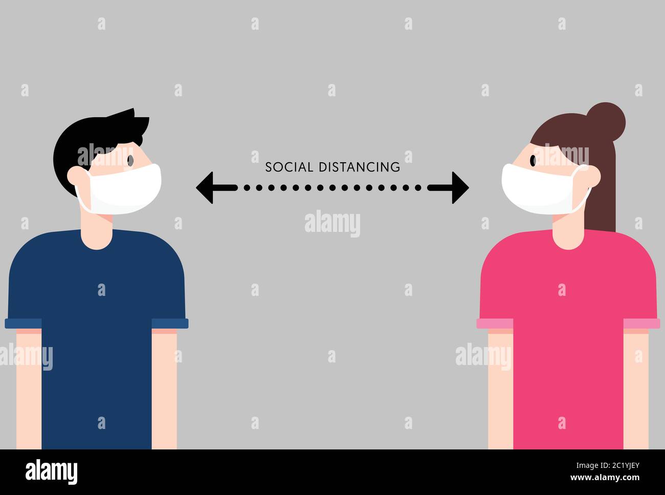 Social distancing concept, people keep distance away from each other to ...