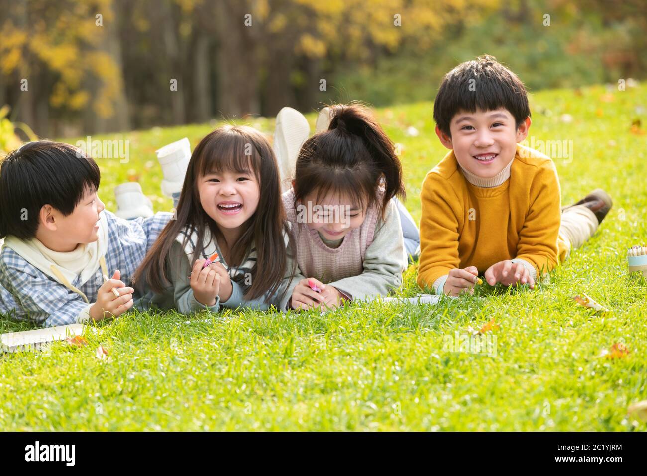 Lovely children playing on the grass Stock Photo - Alamy