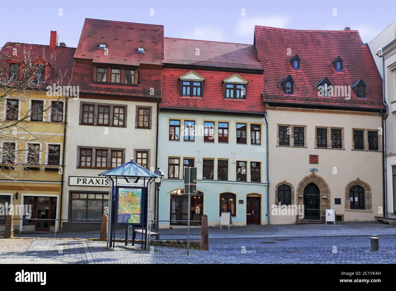 Row of houses with Luther house Stock Photo - Alamy