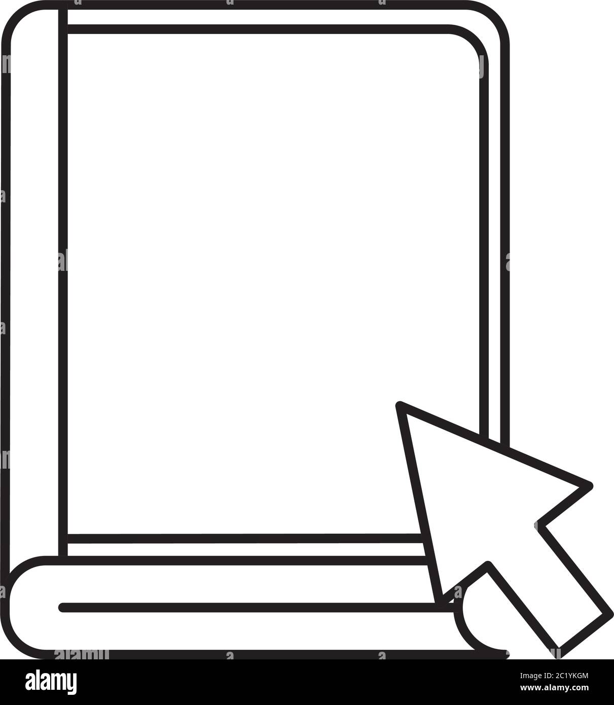 Ebook with cursor arrow silhouette style icon design, Education online and elearning theme ...