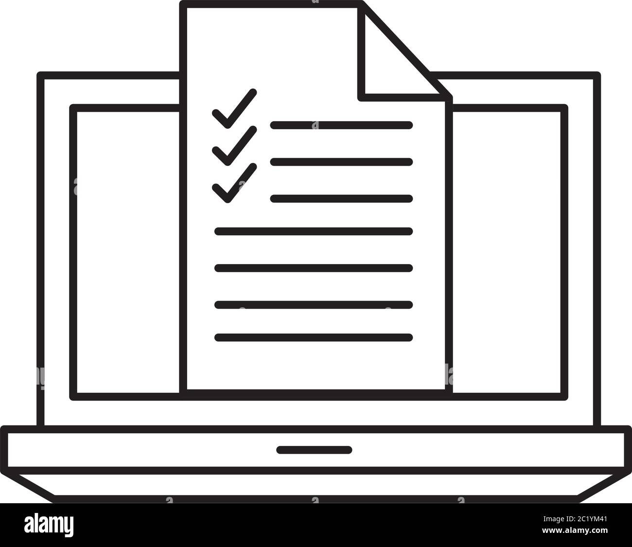 laptop and document silhouette style icon design, Education online and ...