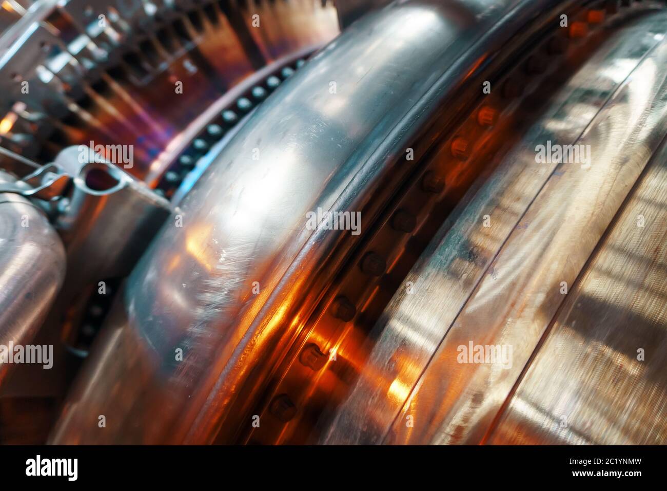 Gas turbine turbine installation in power plants and aviation Stock ...